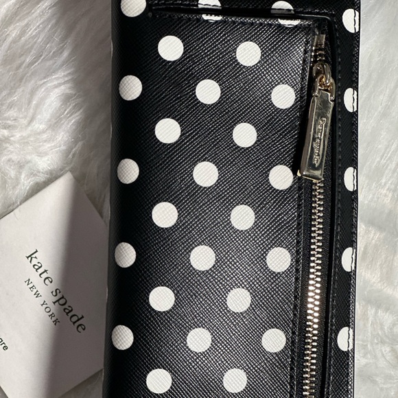 kate spade | Bags | Kate Spade Black And White Polka Dot Wallet | Poshmark